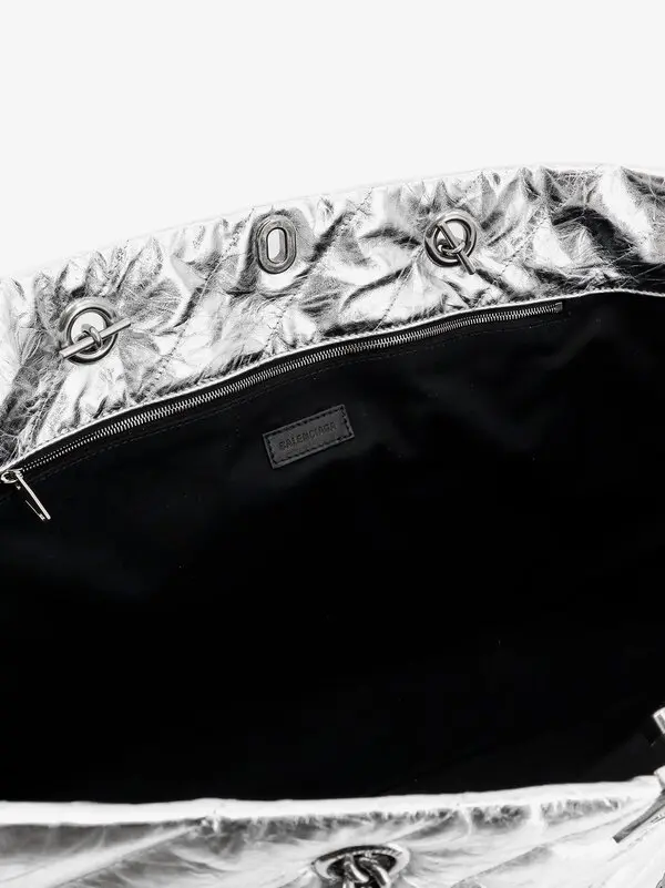 Balenciaga Quilted Leather Shoulder Bag With Metal Chain Strap