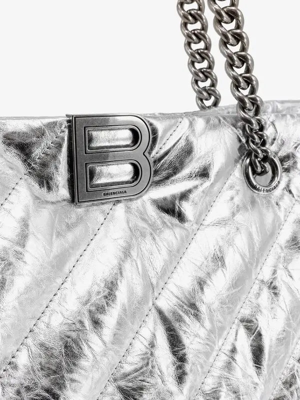 Balenciaga Quilted Leather Shoulder Bag With Metal Chain Strap