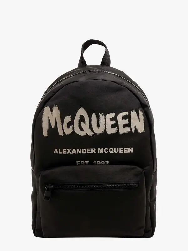 Alexander McQueen Metropolitan Nylon Backpack With Graffiti Print - Black