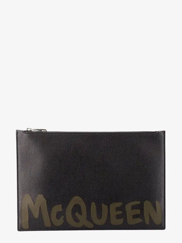 Alexander McQueen Leather Clutch With Logo - Black