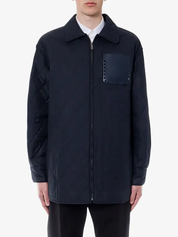Valentino Garavani Padded And Quilted Nylon Jacket With Studs