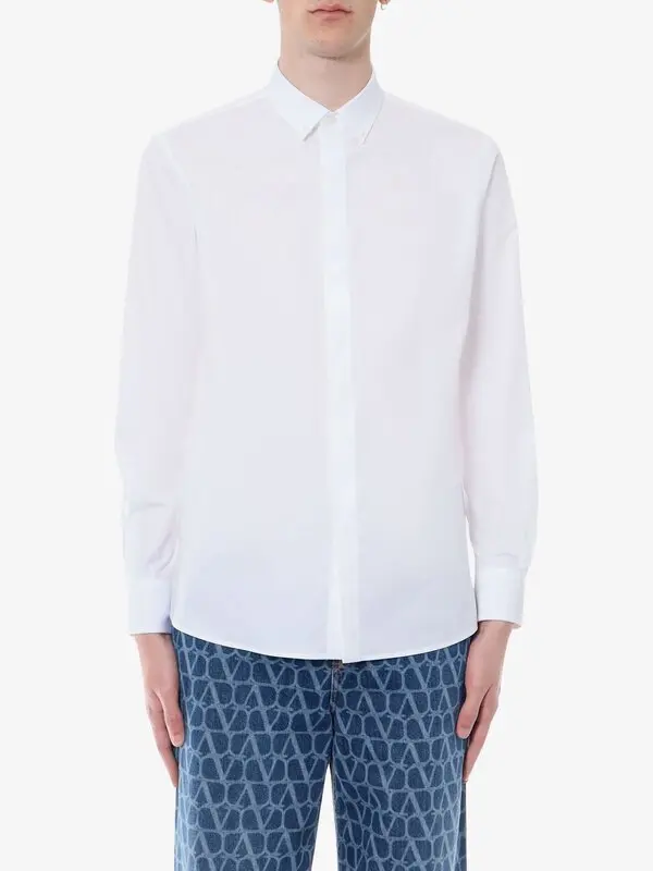 Valentino Garavani Cotton Shirt With Rockstud Untitled Studs