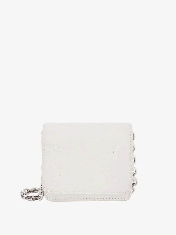 MAISON MARGIELA Leather Card Holder With Iconic Stitching - White