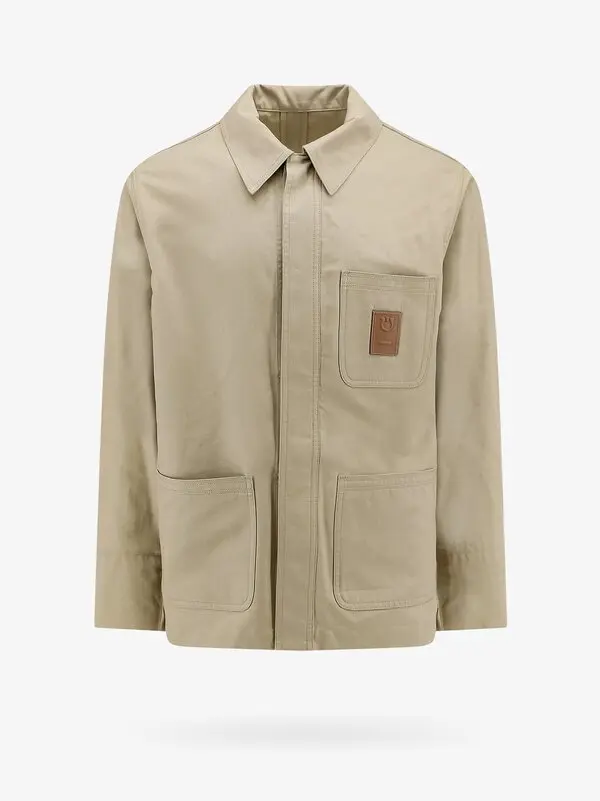FERRAGAMO Cotton-viscose Jacket With Leather Patch