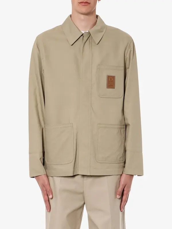 FERRAGAMO Cotton-viscose Jacket With Leather Patch