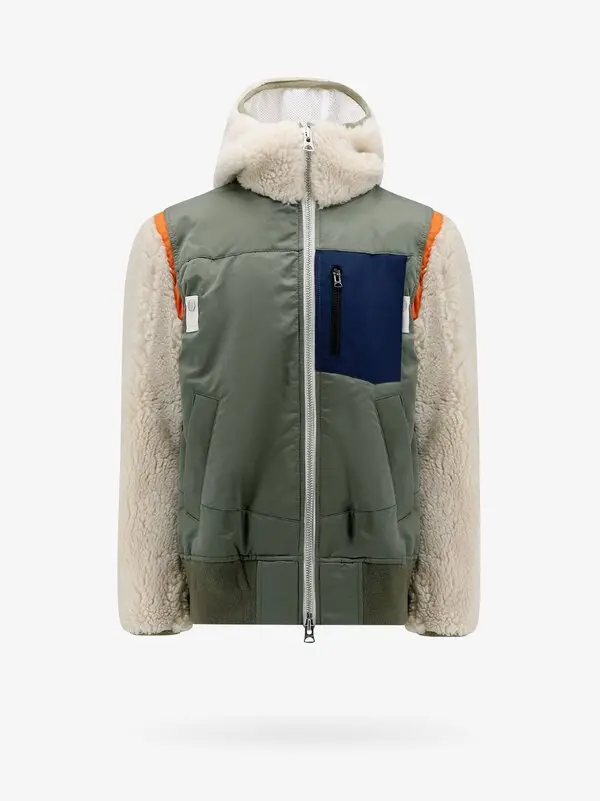 Sacai Nylon Jacket With Eco Shearling Inserts