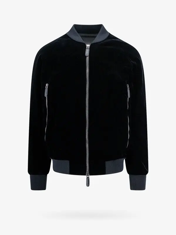 Giorgio Armani Velvet Bomber Jacket - Black