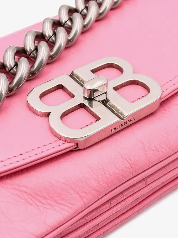 Balenciaga Leather Shoulder Bag With Monogram