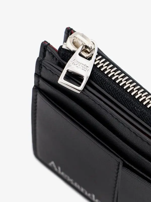 Alexander McQueen Leather Card Holder With Logo Print