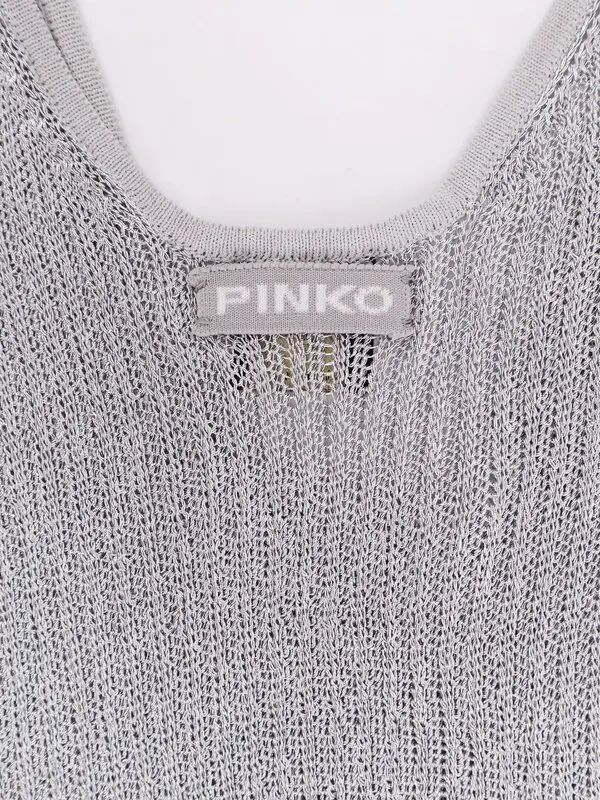 Pinko Noha Viscose And Metallized Fibre Tank Top - Silver