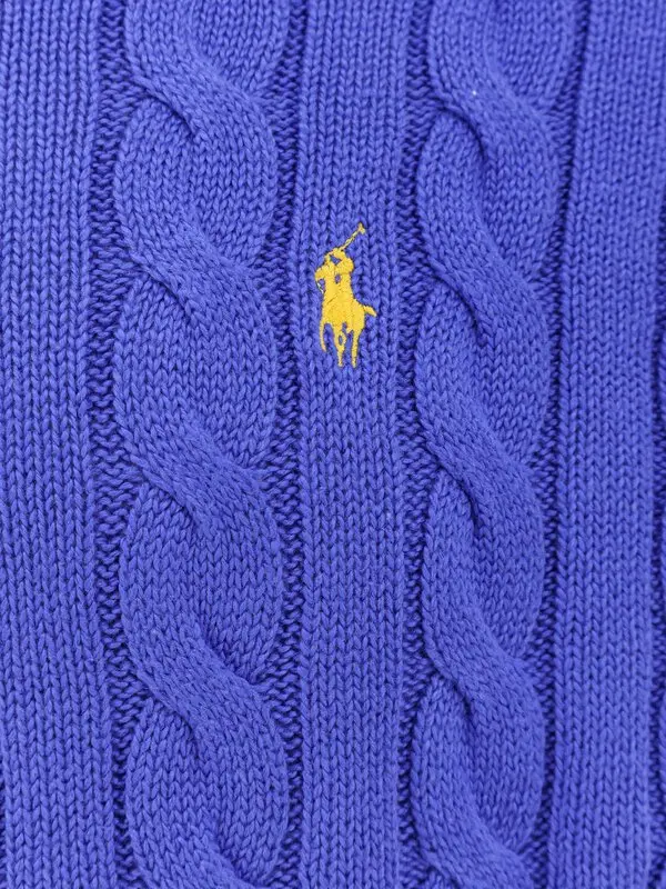 Polo Ralph Lauren Cable Knit Sweater With Embroidery - Blue