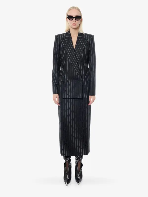 Alexander McQueen Doublebreasted Broken Pinstripe Blazer