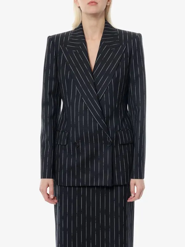 Alexander McQueen Doublebreasted Broken Pinstripe Blazer
