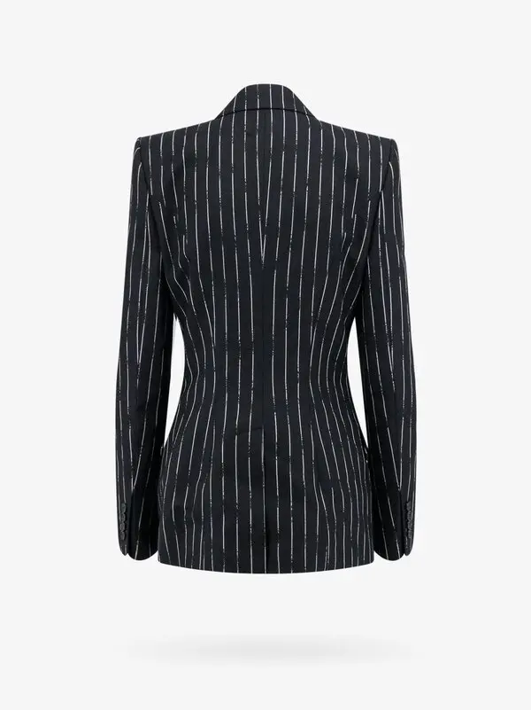 Alexander McQueen Doublebreasted Broken Pinstripe Blazer
