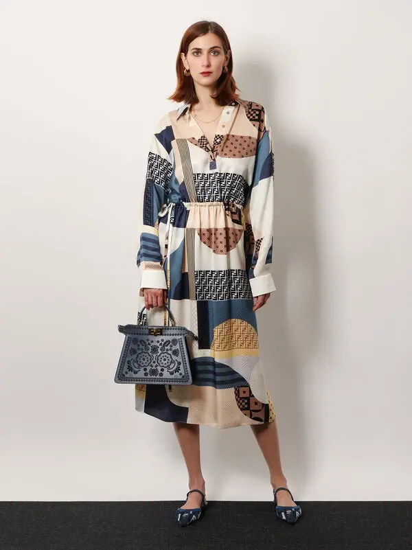 Fendi Patchwork Silk Dress - Multicolor