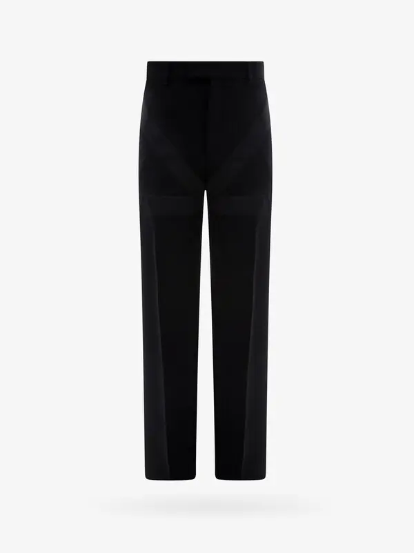 FERRAGAMO Virgin Wool Trouser With Satin Inserts - Black