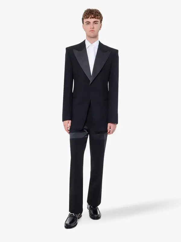 FERRAGAMO Virgin Wool Trouser With Satin Inserts