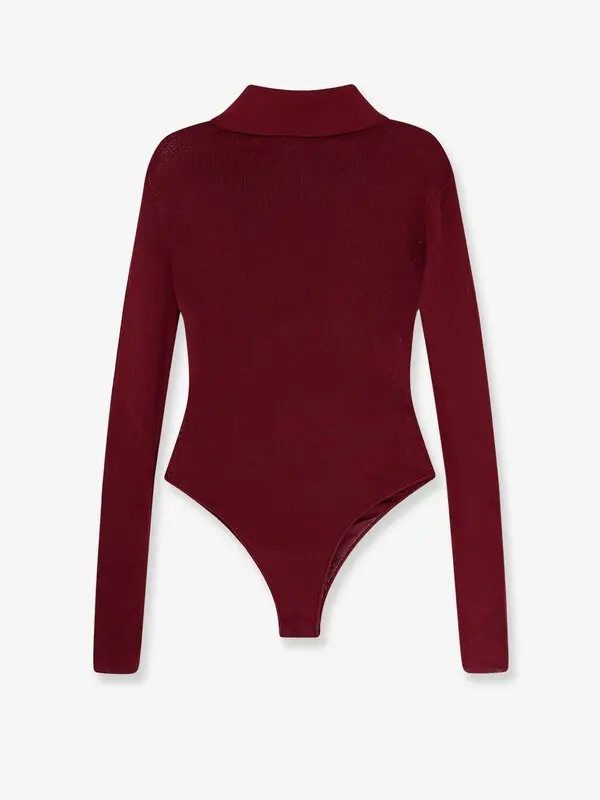 Self-Portrait Viscose Knit Bodysuit - Red | Editorialist