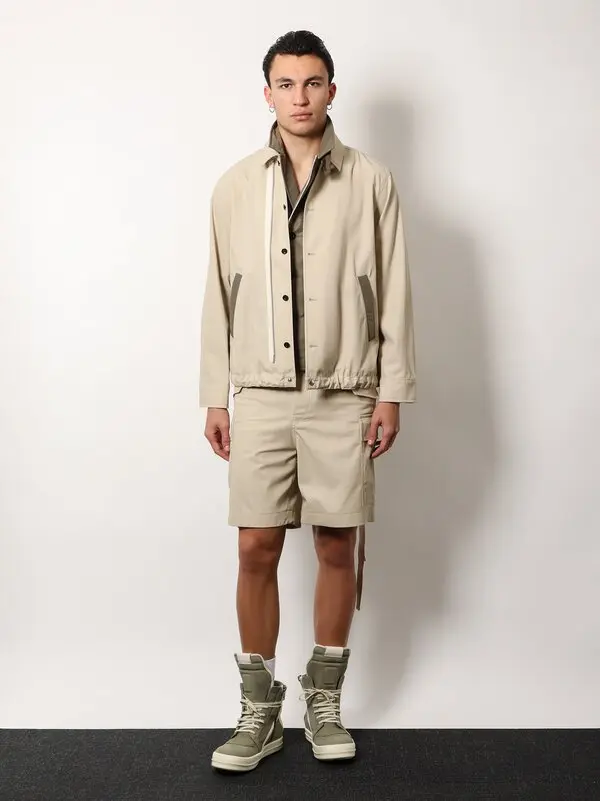 Sacai Cotton Bermuda Shorts With Cupro Lining - Beige | Editorialist