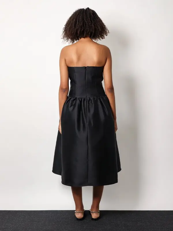 ワンピース SELF PORTRAIT Taffeta' decollete dress with maxi bow Self-Portrait Taffeta DéColleté Dress With Maxi Bow In Black
