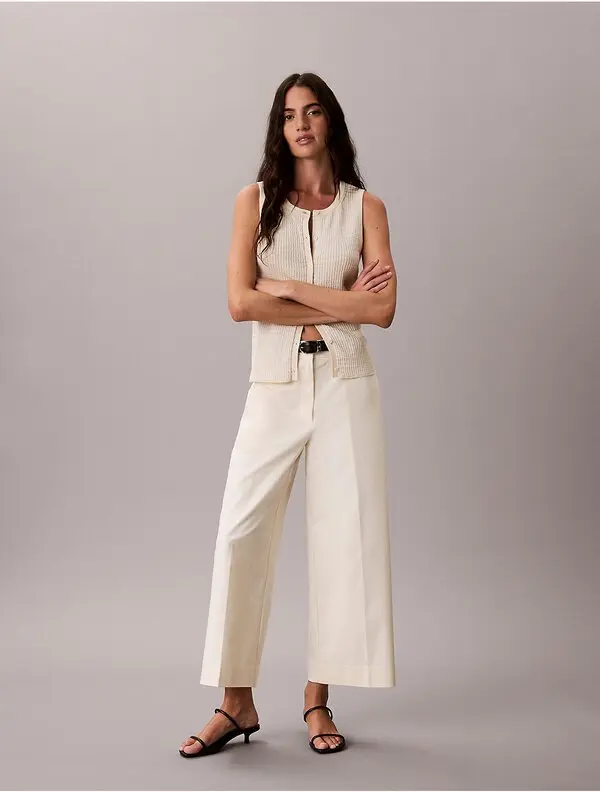 Calvin Klein Wide Leg Cropped Chino Pant - Calico