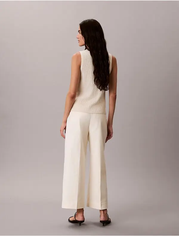 Calvin Klein Wide Leg Cropped Chino Pants - Calico