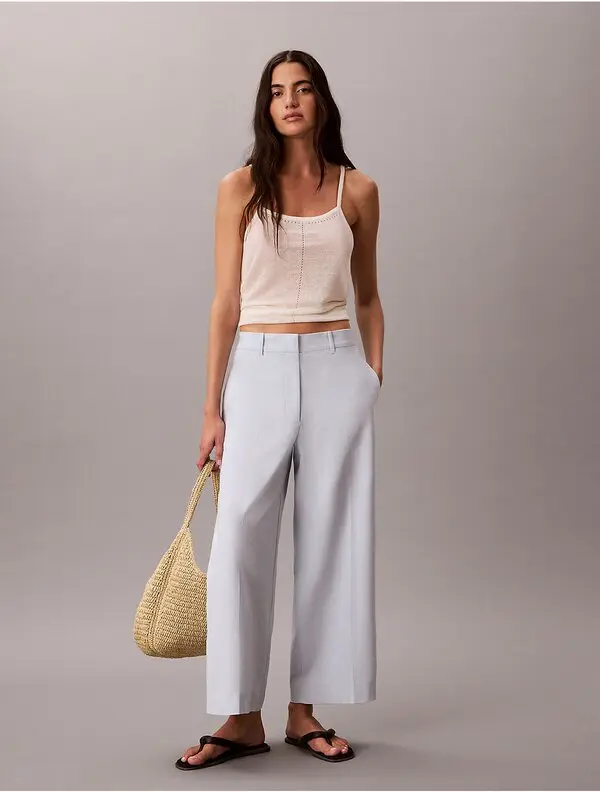 Calvin Klein Wide Leg Cropped Chino Pant - Plein Air