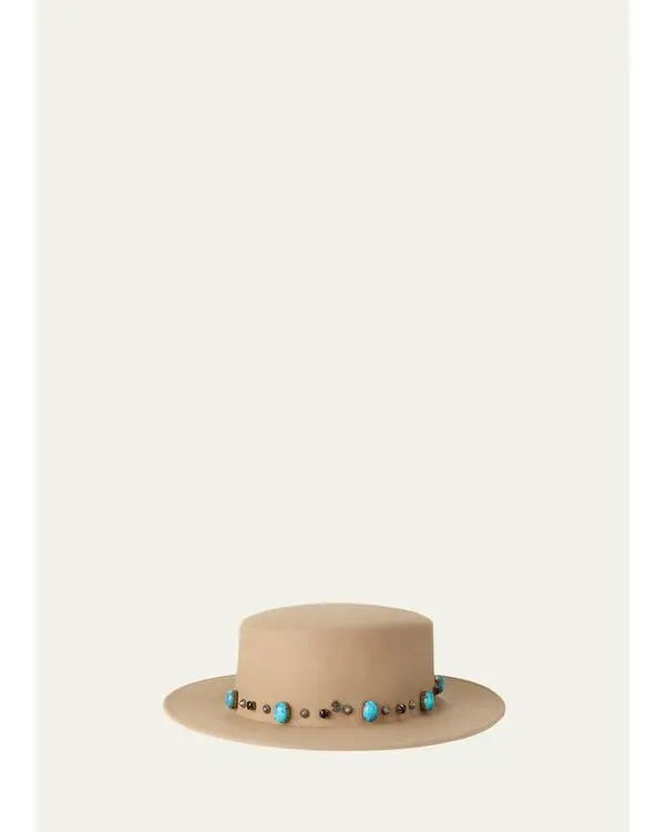 MAISON MICHEL Kiki Wool Felt Gaucho Hat - Beige