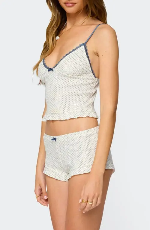 EDIKTED Avalon Polka Dot Pointelle Cotton Camisole