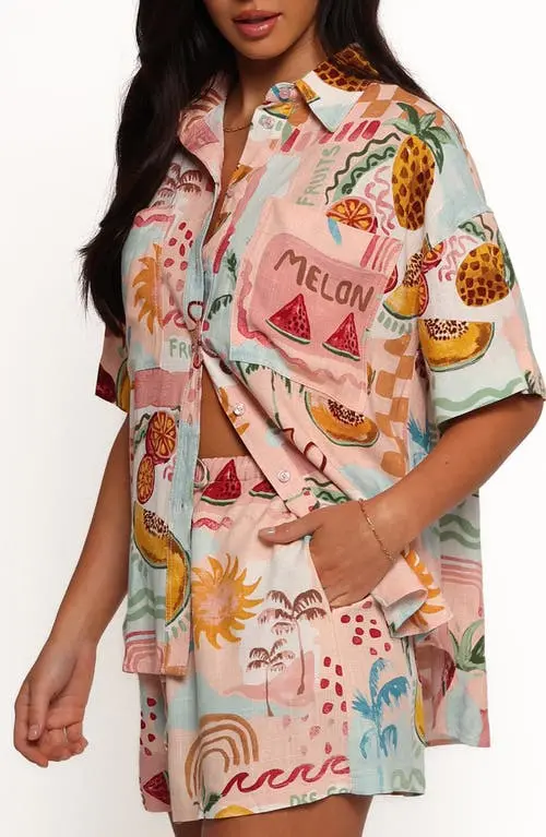 PETAL & PUP Abella Printed Oversized Button-up Shirt