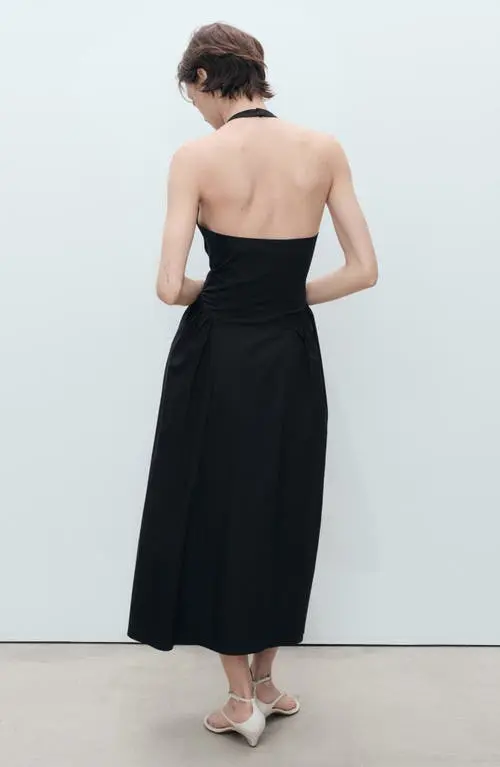 Mango Cotton-Blend Halter Midi Dress In Black - 45% Off | Editorialist