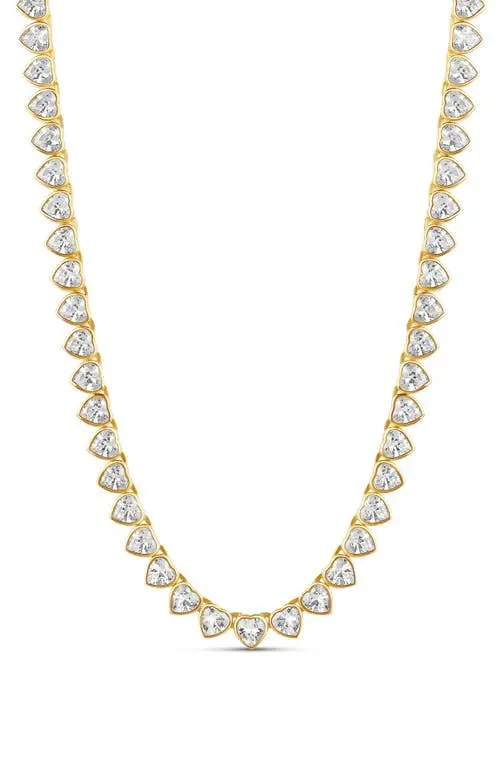 SHYMI Bezel-set Heart Tennis Necklace - Gold