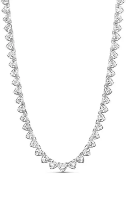 SHYMI Bezel-set Heart Tennis Necklace - Silver
