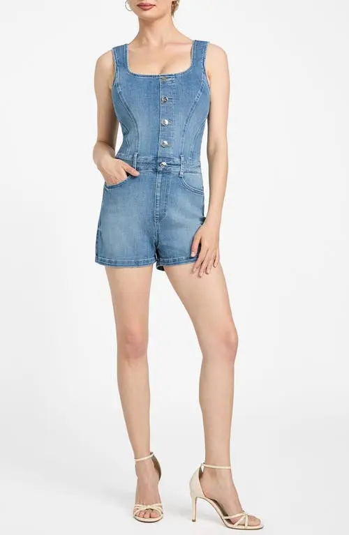 Guess Stretch Denim Romper - Dream Blu