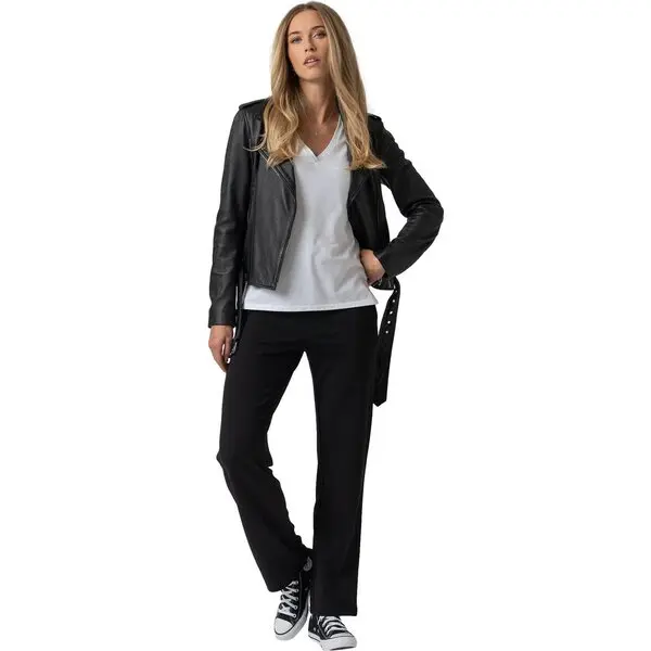 SAINT + SOFIA Straight Leg Jersey Trouser - Plain Black
