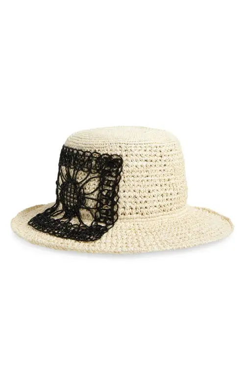 GIGI BURRIS MILLINERY Maeve Crochet Bucket Hat - Natural/ Black