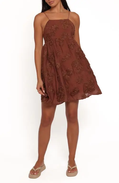 PETAL & PUP Giana Embroidered Mini Dress - Brown