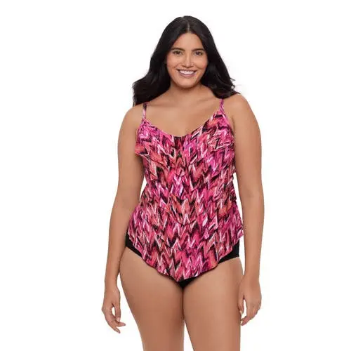 TRIMSHAPER Rachel 5 Tier Ruffle Tankini Swimsuit Top - Kaleido