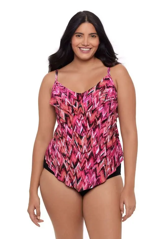 TRIMSHAPER Rachel 5 Tier Ruffle Tankini Swimsuit Top - Kaleido