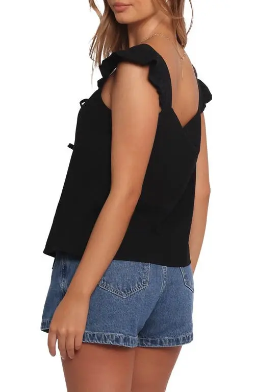 PETAL & PUP Elsie Cotton Tie-front Top - Black