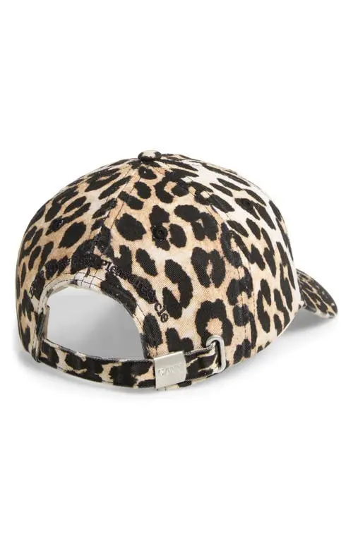 GANNI Cotton Baseball Cap - Leopard