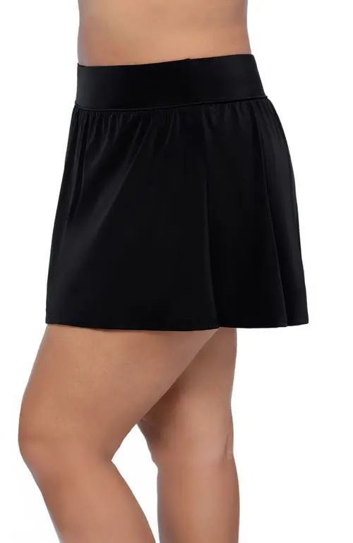 TRIMSHAPER Mid-rise Swim Skort - Black