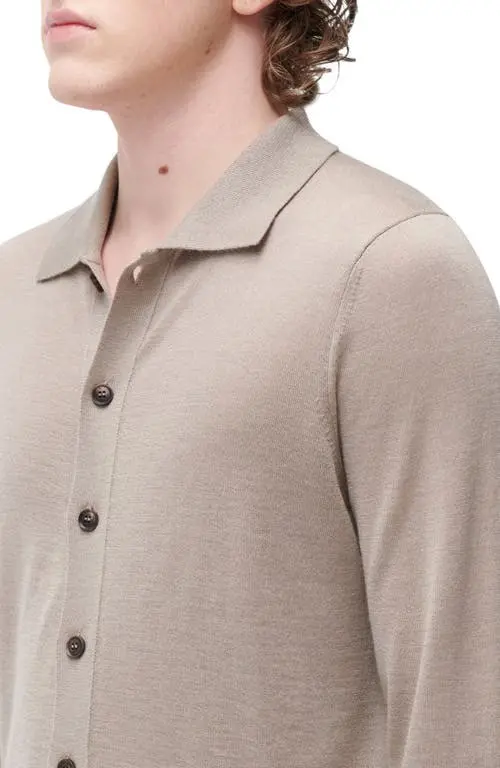 Gobi Cashmere Cardigan With Polo Neck - Timber Wolf