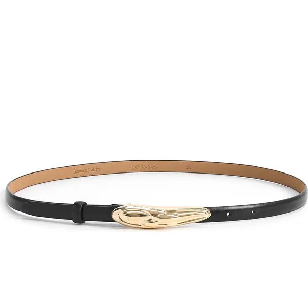 Ettika Leather Skinny Belt - Black