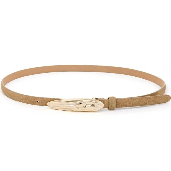 Ettika Leather Skinny Belt - Shiitake And Gold