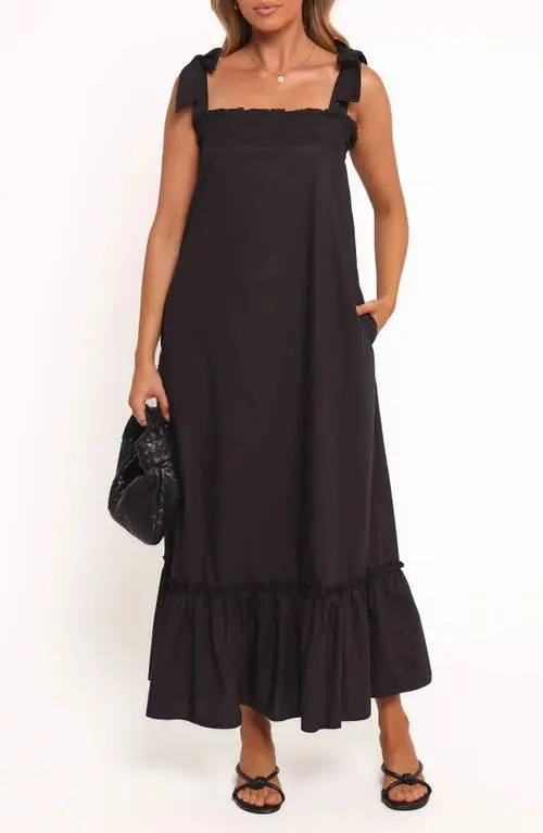 PETAL & PUP Irina Stripe Maxi Dress - Black
