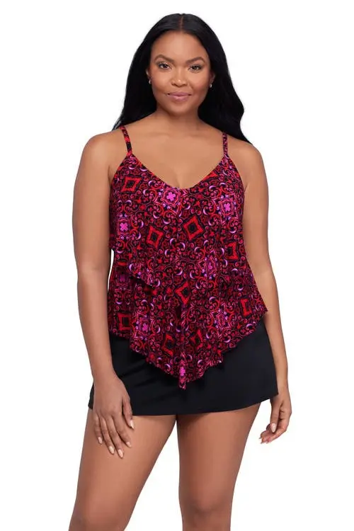 TRIMSHAPER Ronnie 2 Tier Ruffle Tankini Swimsuit Top - Razzulejos
