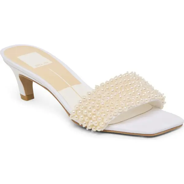 Dolce Vita Rexa Studded Sandals - Off White Satin