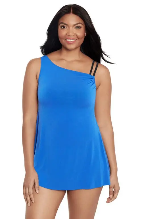 TRIMSHAPER Brianna Adjustable Side-tie Swimdress - Cobalt Blue