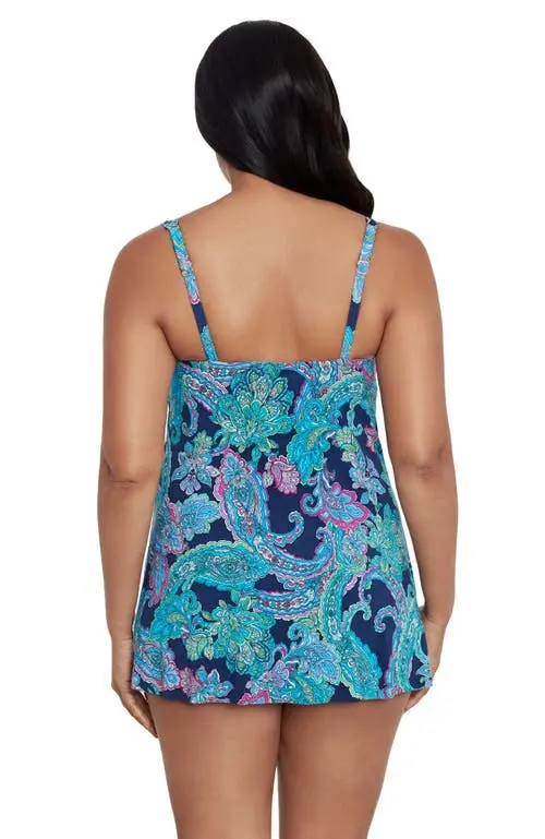 TRIMSHAPER Brianna Adjustable Side-tie Swimdress - Peaceful Paisley